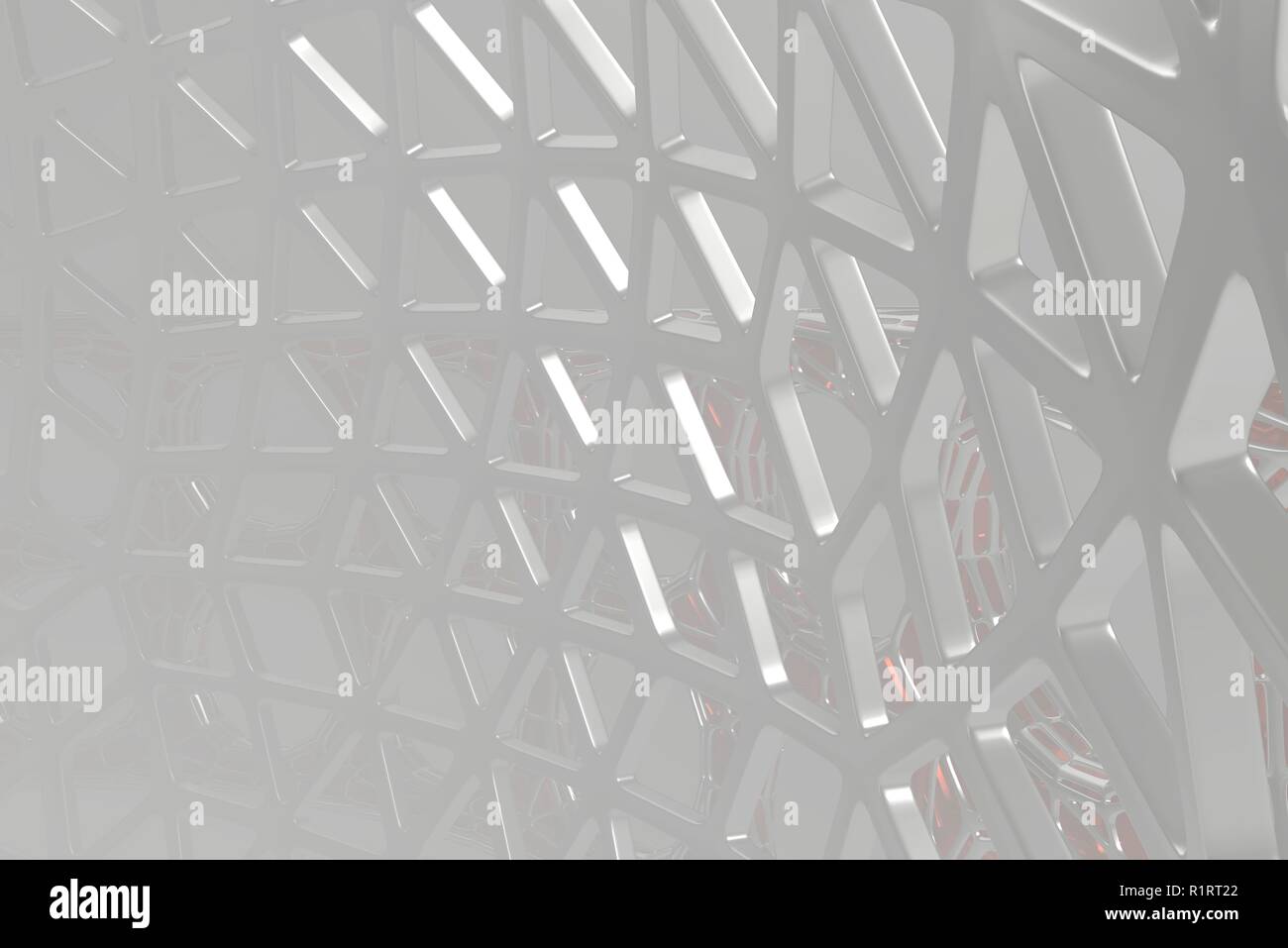 Abstract 3d rendering concept of high poly architecture with steel and ...