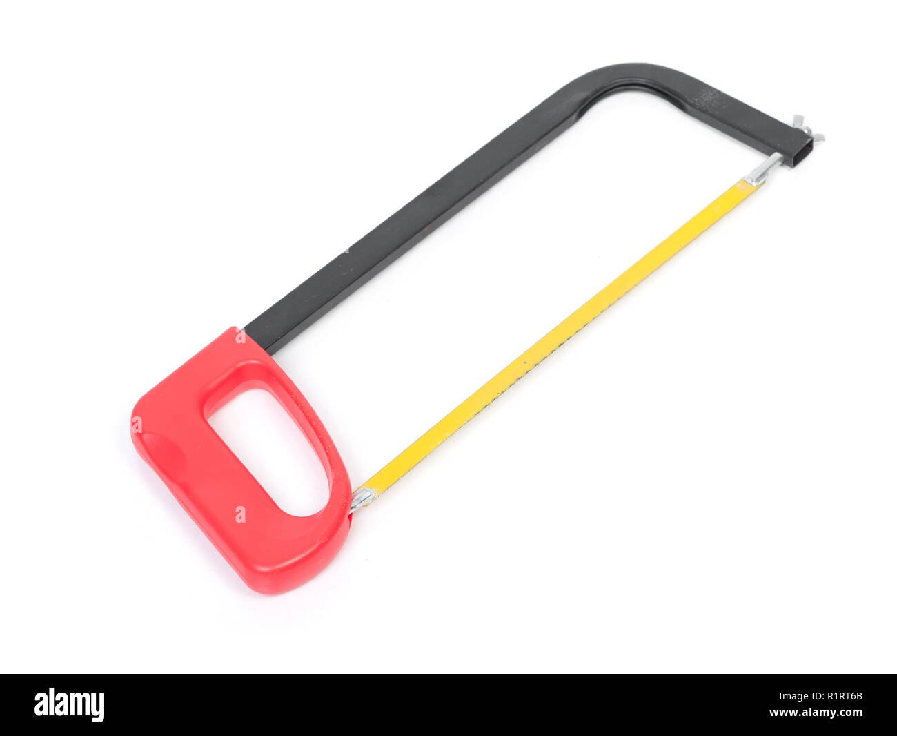 Hacksaw with red handle isolated on white Stock Photo - Alamy