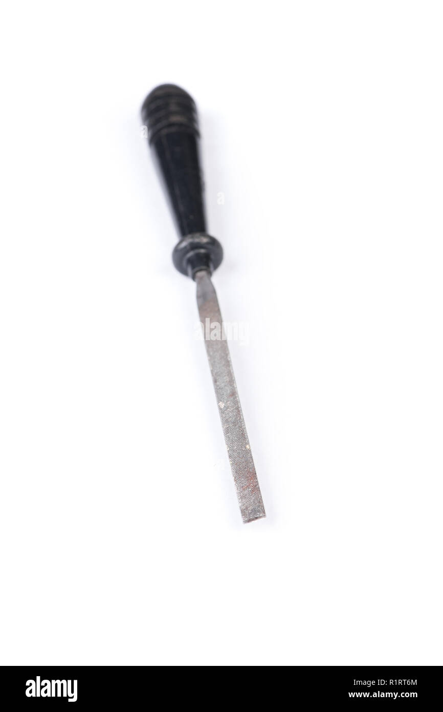 Old file tool isolated on white background Stock Photo - Alamy