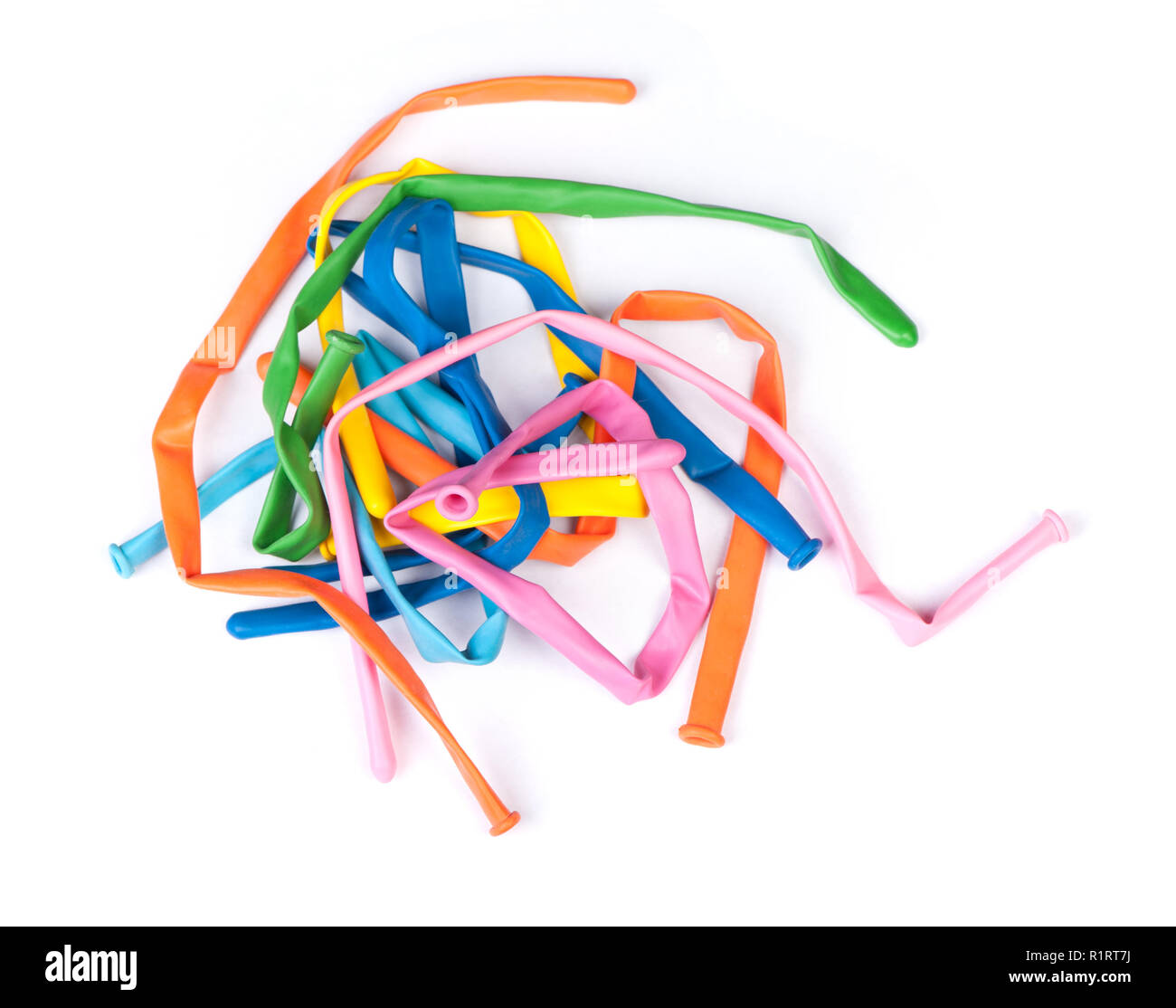 Group of not inflated balloons isolated on white background Stock Photo ...