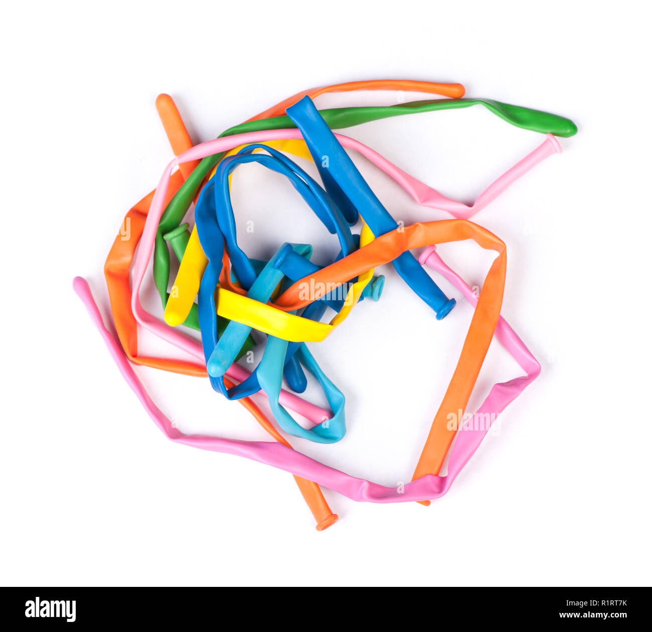 Group of not inflated balloons isolated on white background Stock Photo ...