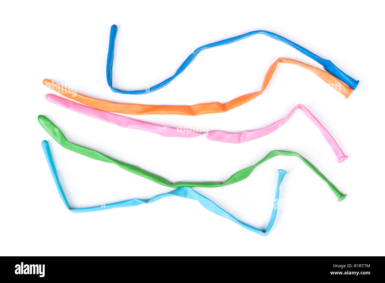 Group of not inflated balloons isolated on white background Stock Photo ...