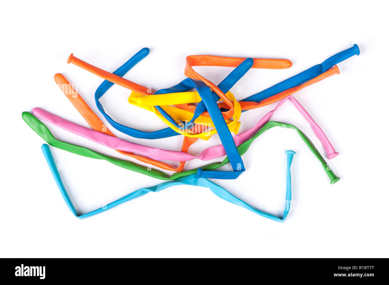 Group of not inflated balloons isolated on white background Stock Photo ...