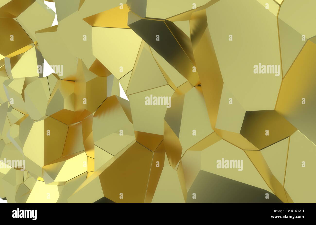 3d render, golden modern shattered wall texture, random clusters ...