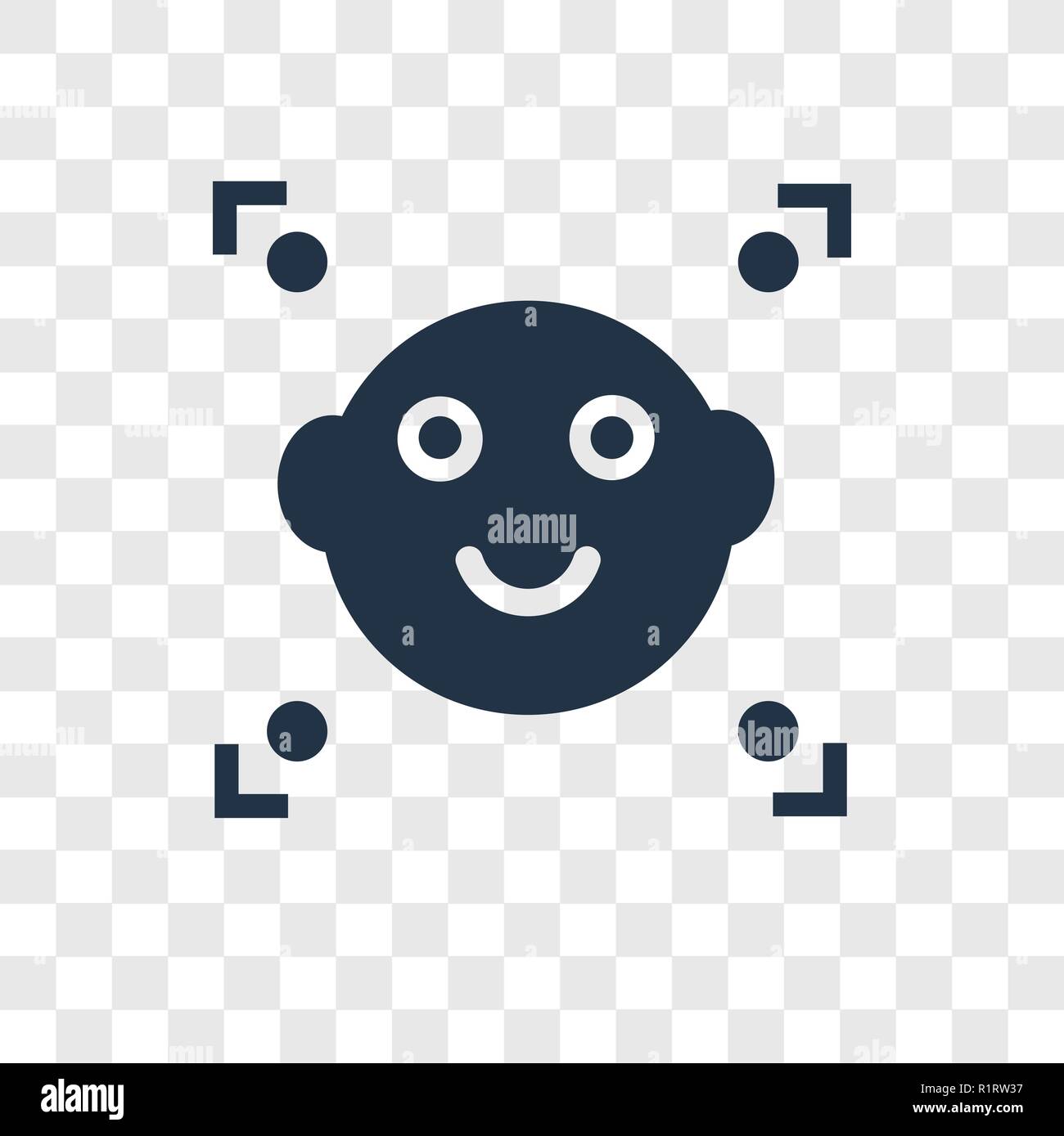 Facial recognition vector icon isolated on transparent background ...