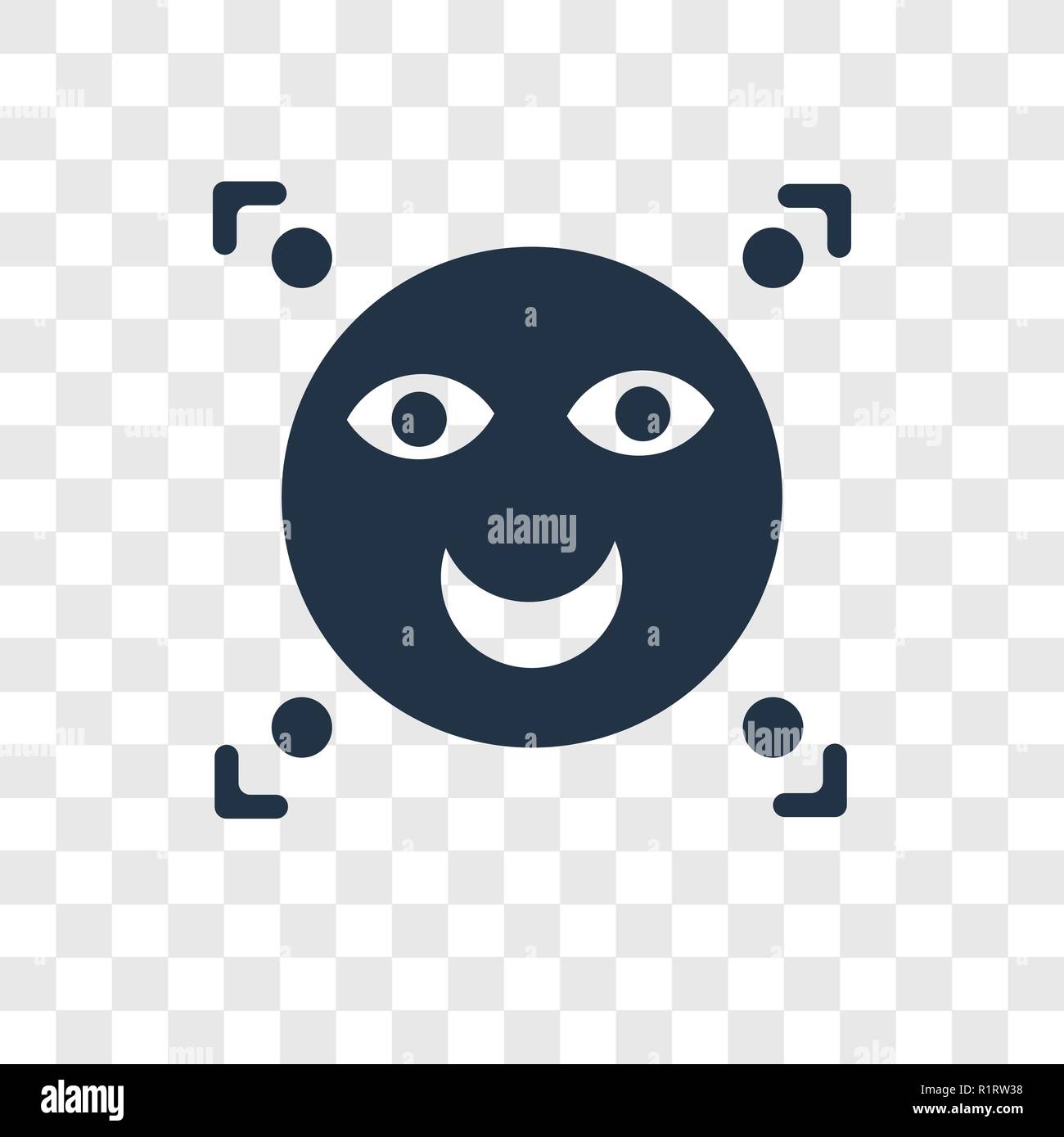 Facial recognition vector icon isolated on transparent background ...