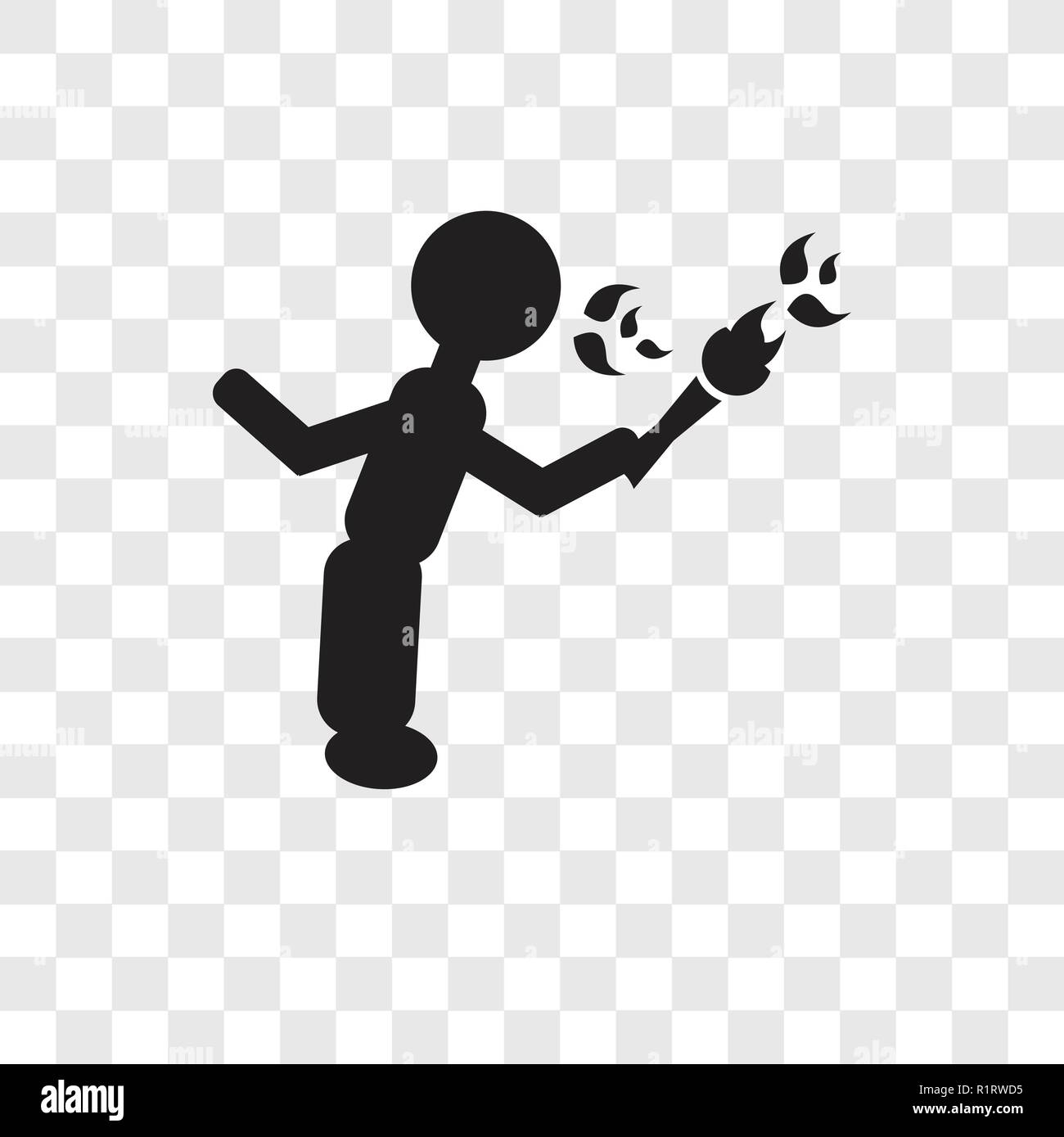 Fire eater man vector icon isolated on transparent background, Fire ...