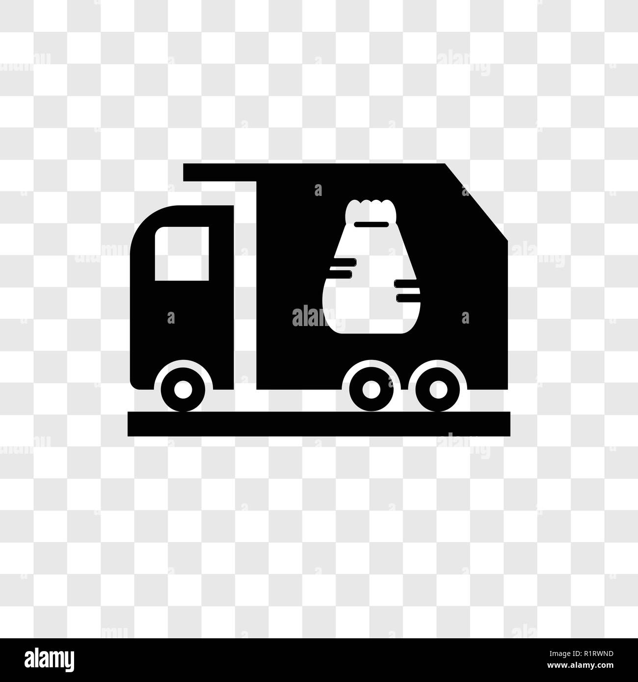 Garbage truck cleanin vector icon isolated on transparent background ...