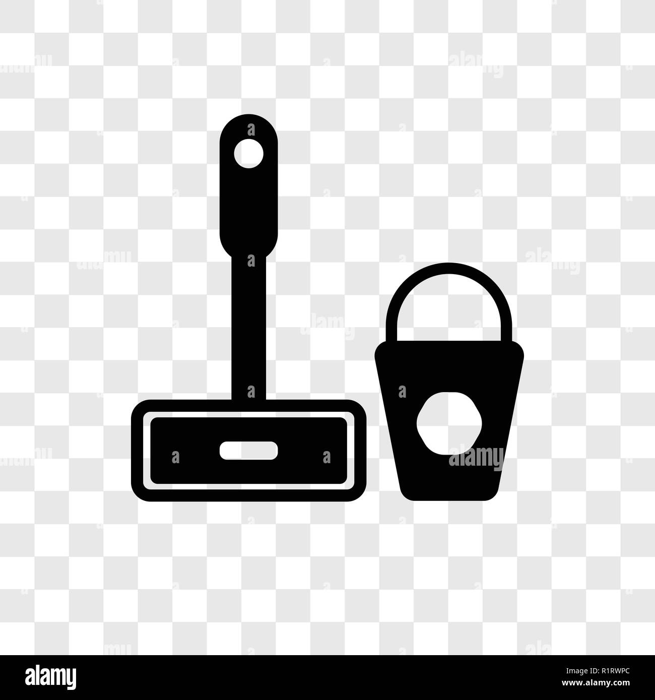 Mop cleanin vector icon isolated on transparent background, Mop cleanin ...