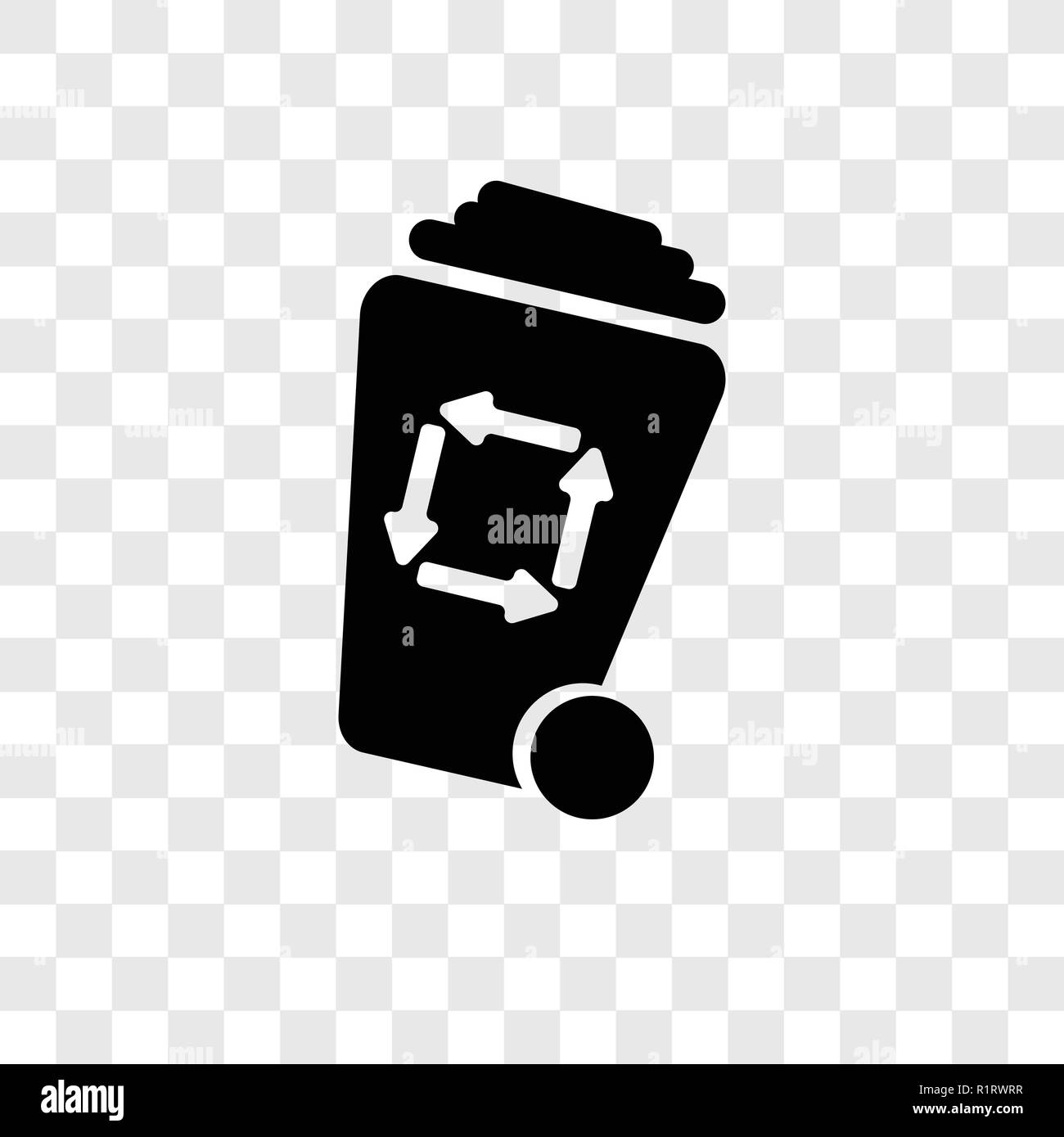 Wiping trash container vector icon isolated on transparent background ...