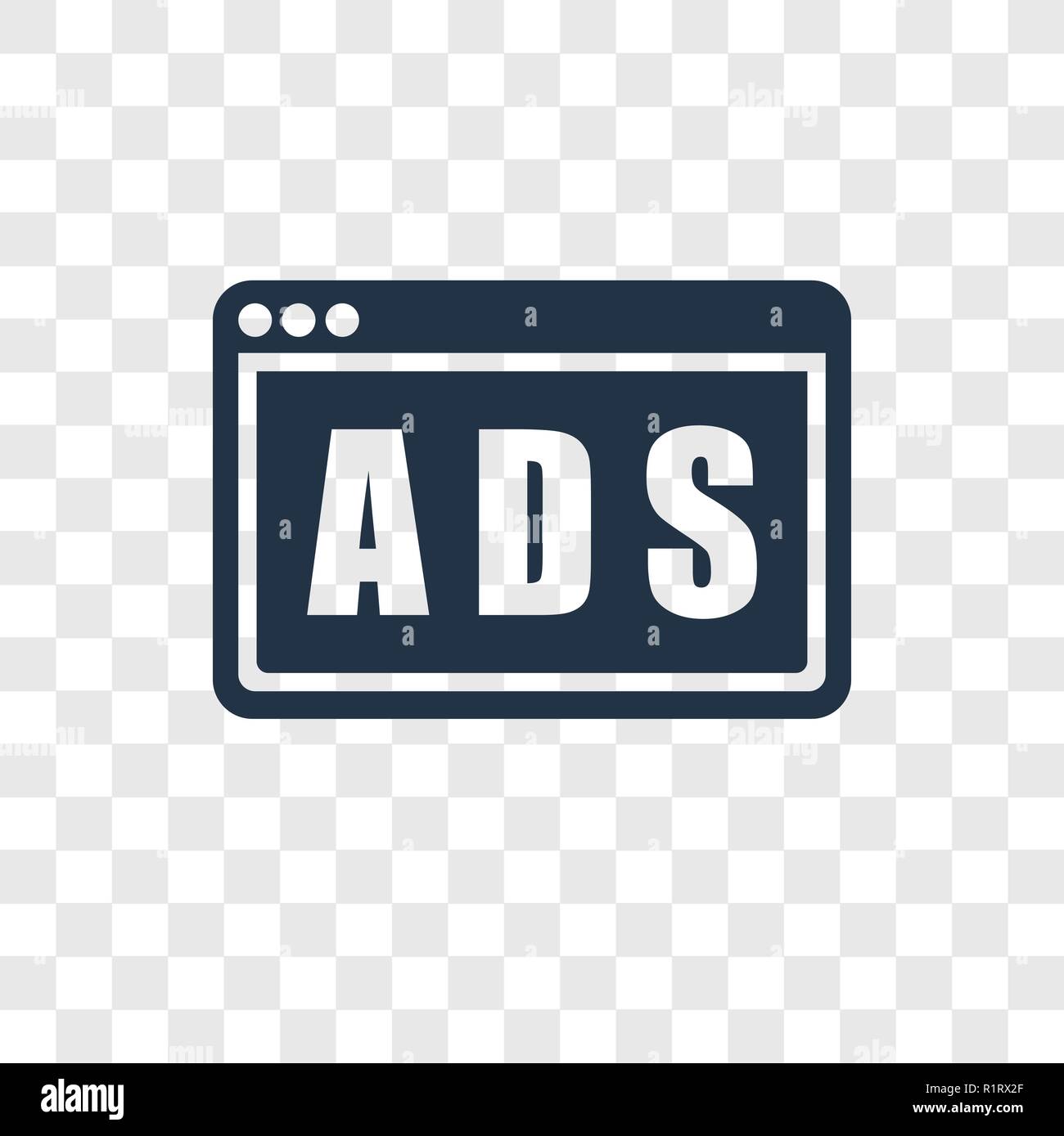 Ads vector icon isolated on transparent background, Ads transparency ...