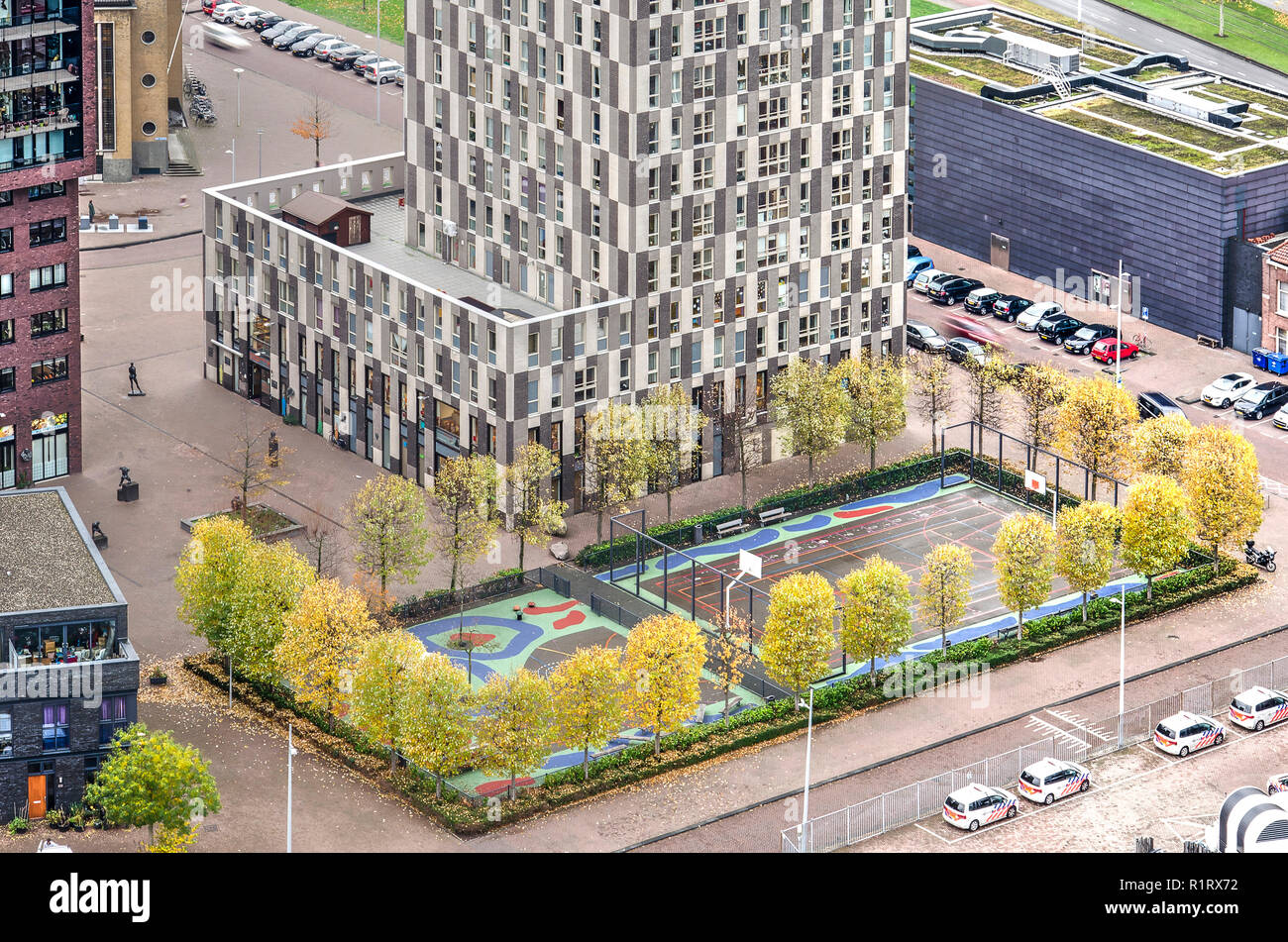 Rotterdam, The Netherlands, November 12, 2018: aerial view of a tree ...
