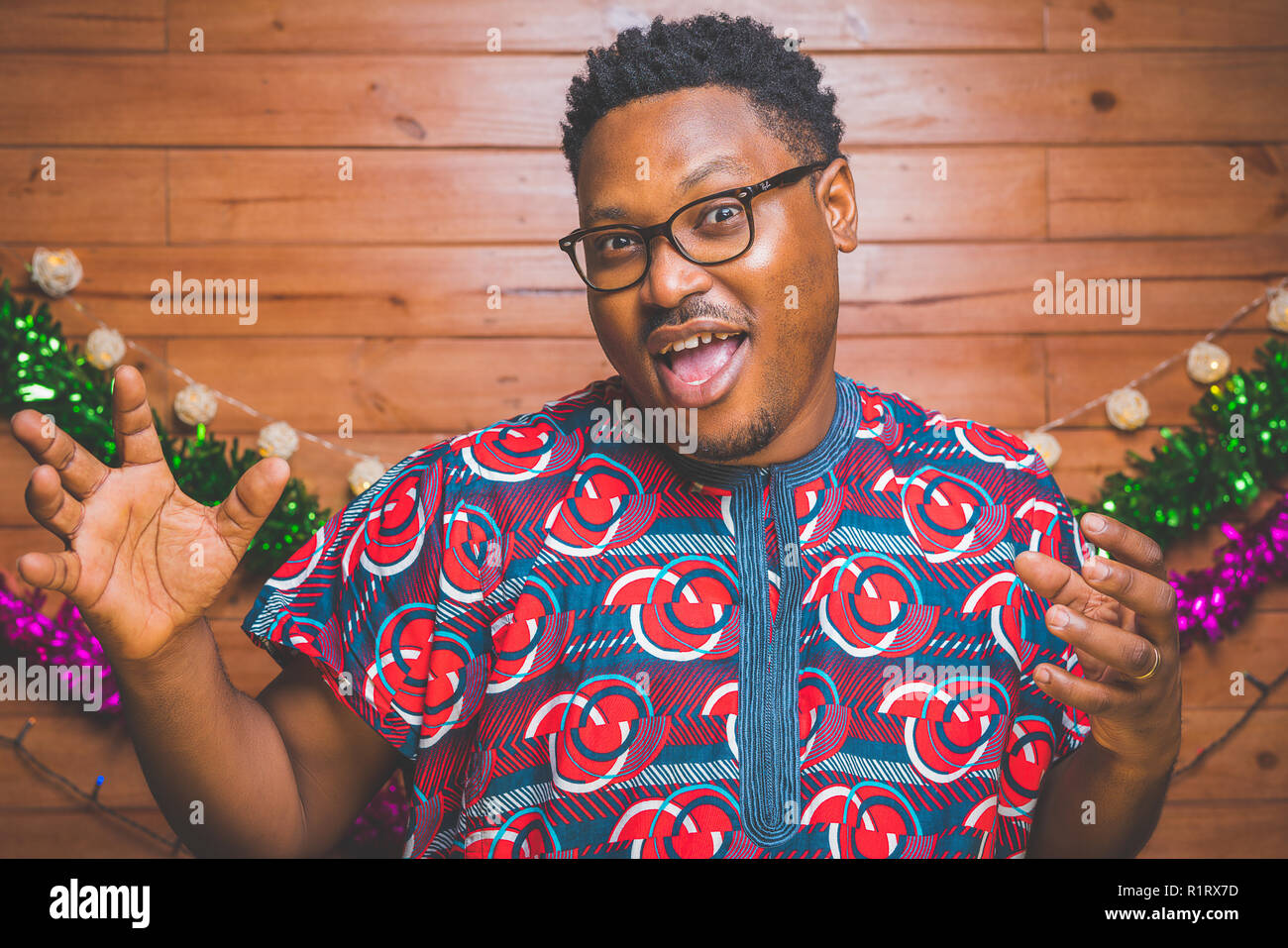 African American man celebrating Christmas Stock Photo - Alamy