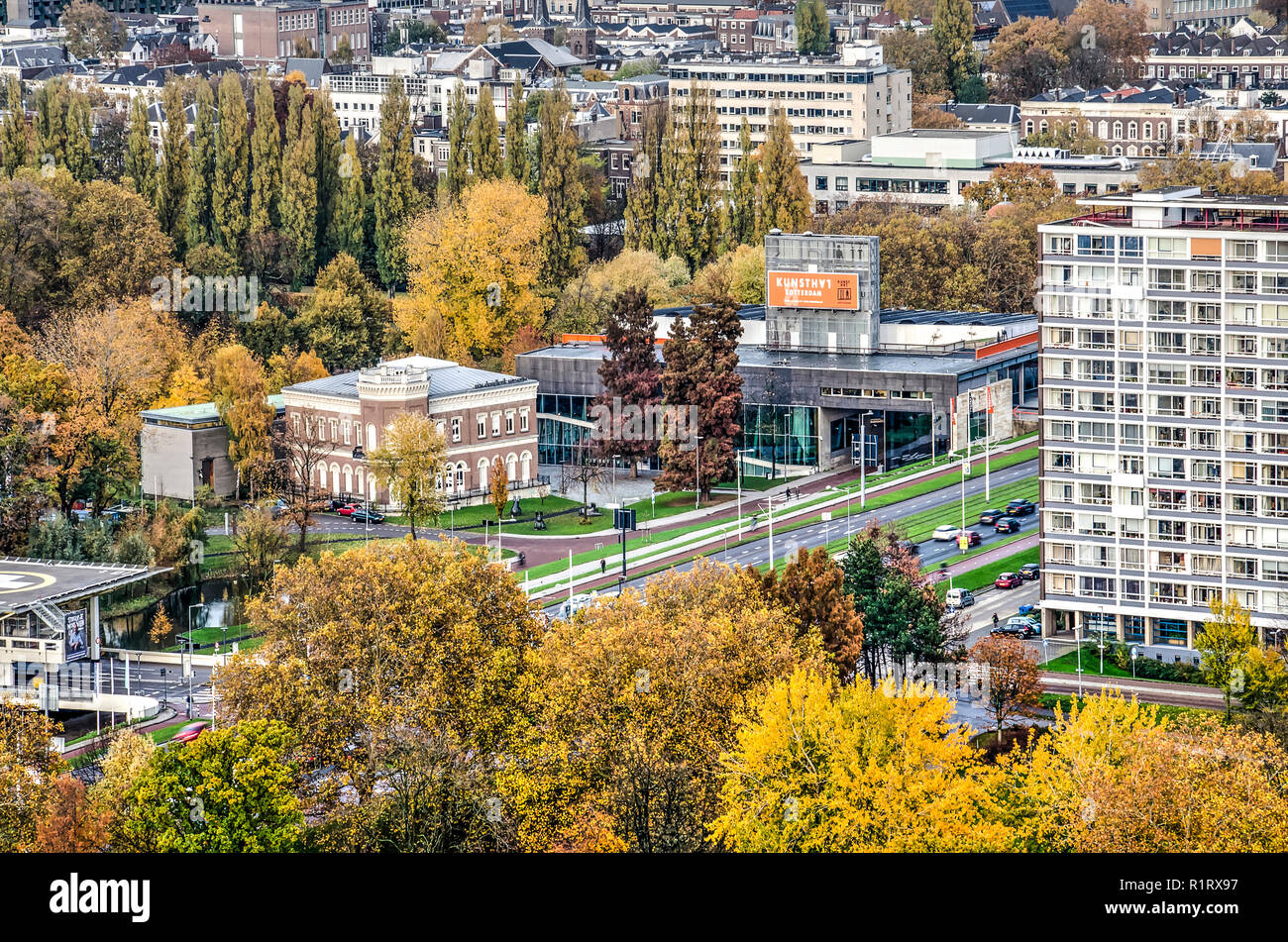 Rotterdam, The Netherlands, November 12, 2018: aerial view of two ...