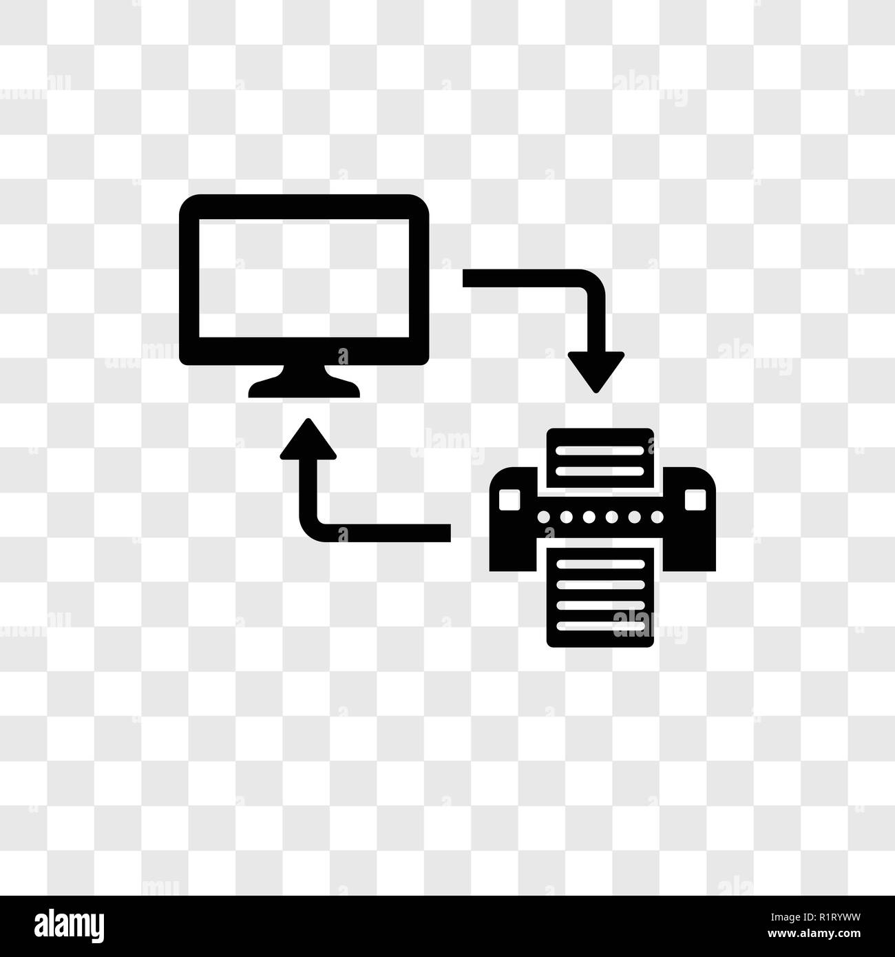 Print vector icon isolated on transparent background, Print ...