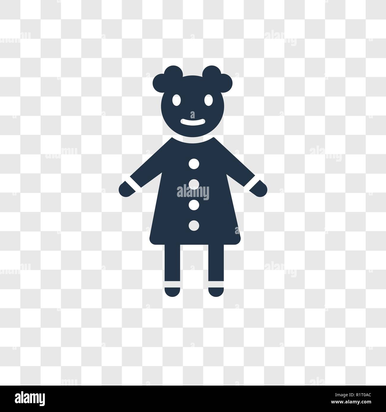 Doll toy vector icon isolated on transparent background, Doll toy ...