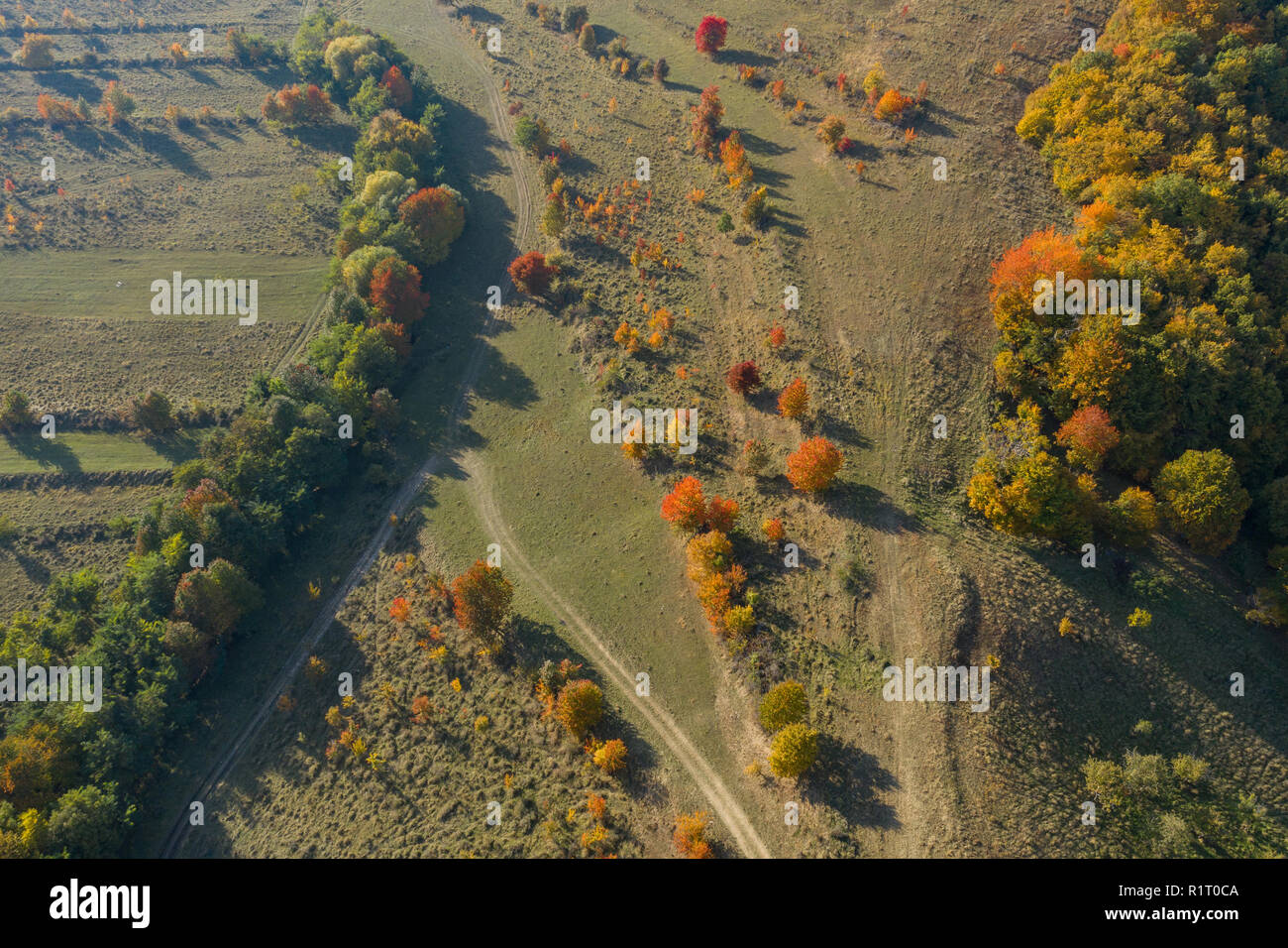 Aerial autumn countryside landscape. Above view from a drone Stock ...