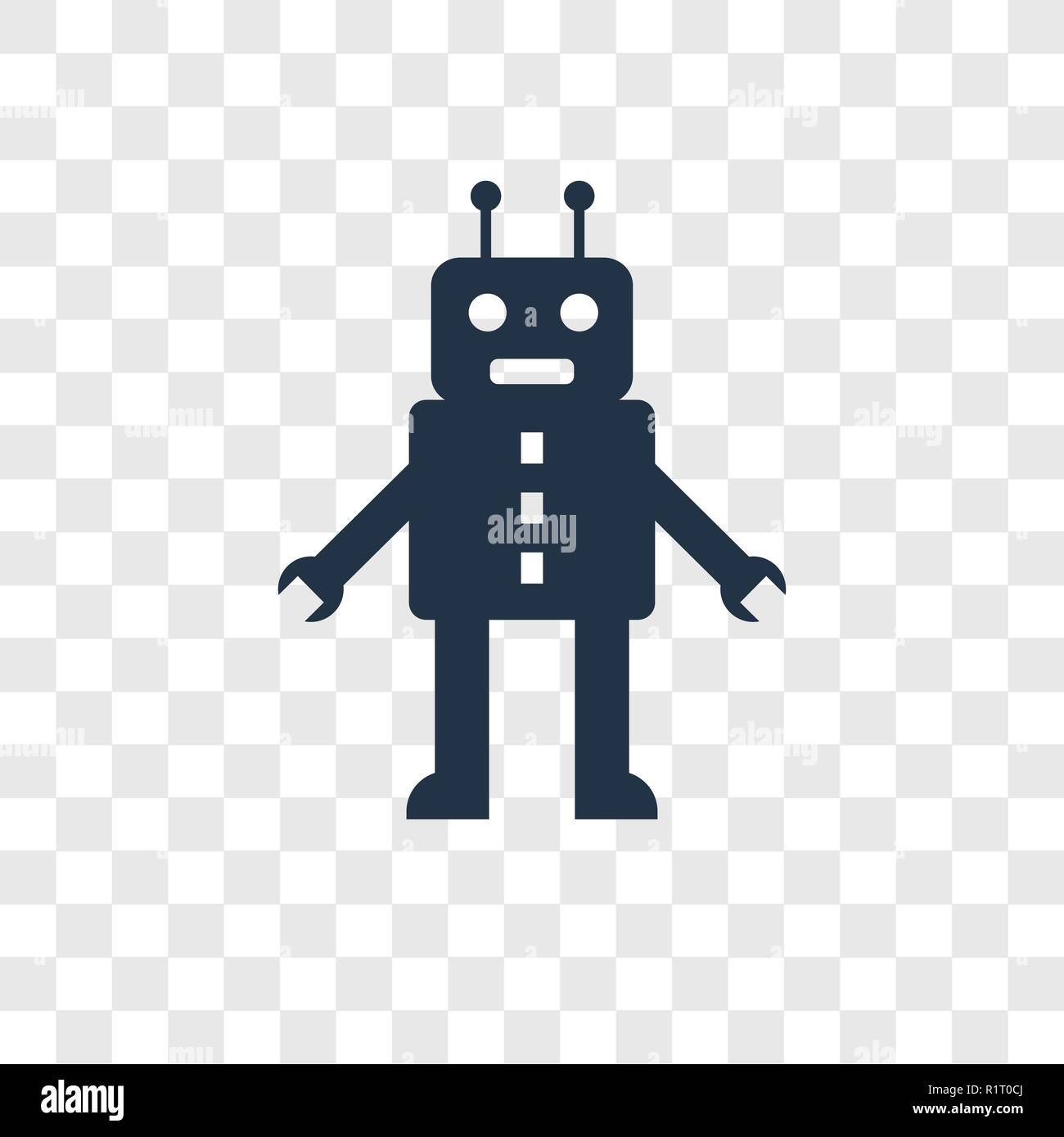 Robot toy vector icon isolated on transparent background, Robot toy transparency logo concept ...