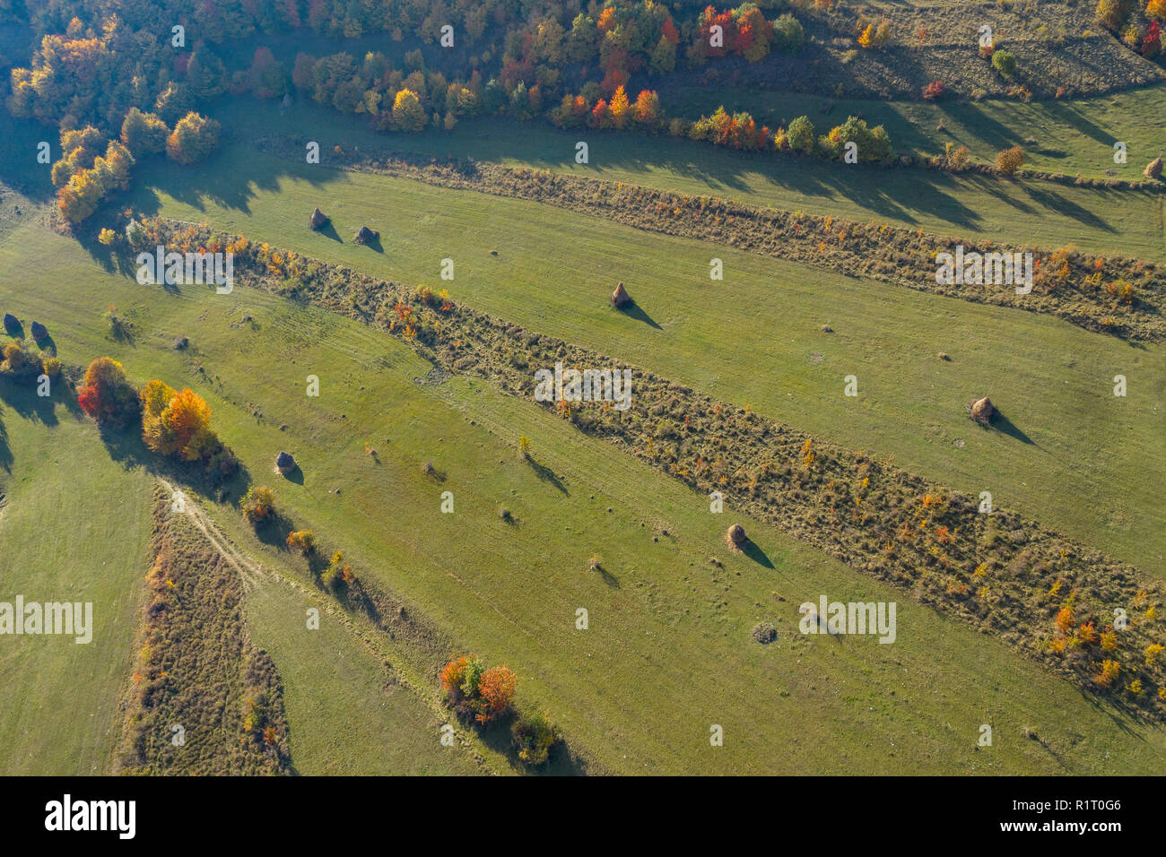 Aerial autumn countryside landscape. Above view from a drone Stock ...