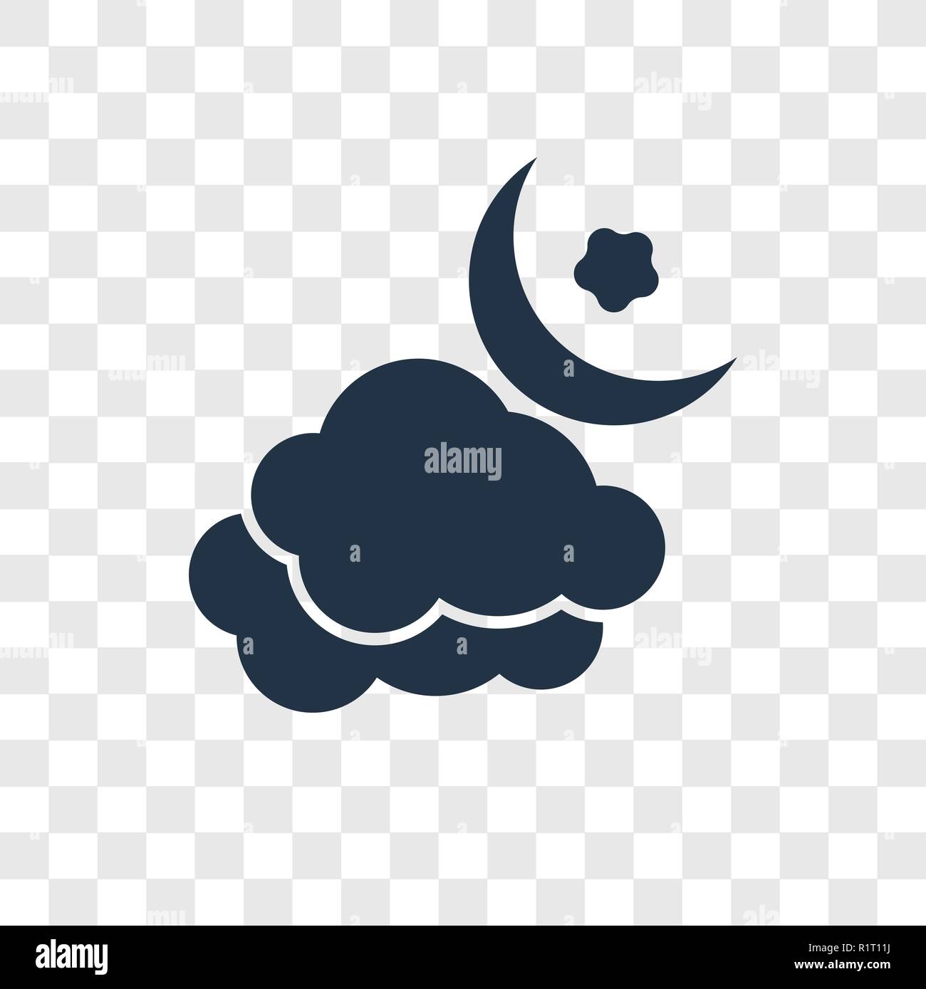 Night vector icon isolated on transparent background, Night ...