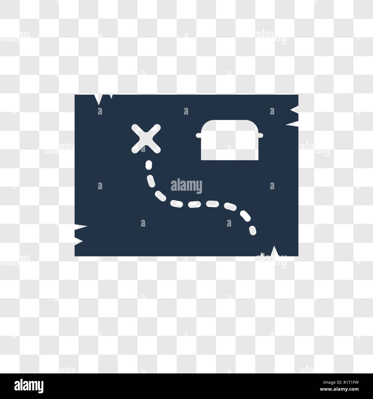 Treasure map vector icon isolated on transparent background, Treasure ...