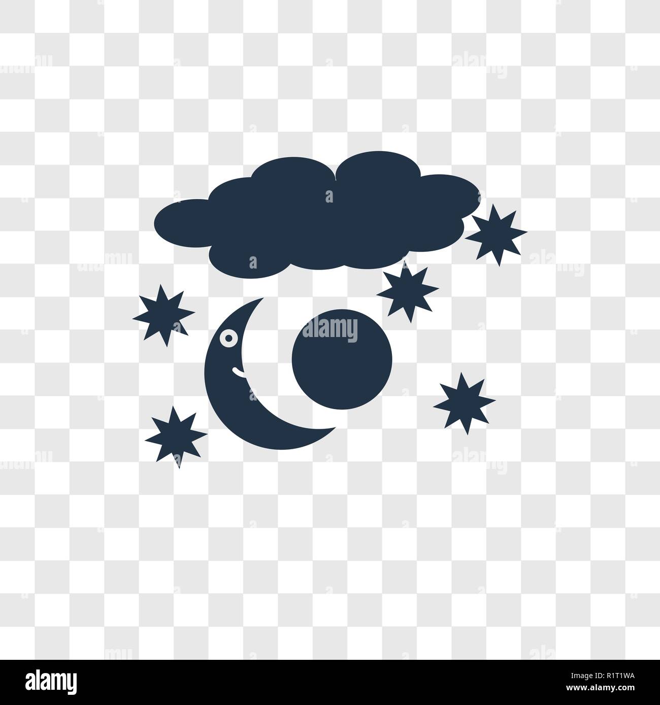 Night vector icon isolated on transparent background, Night ...