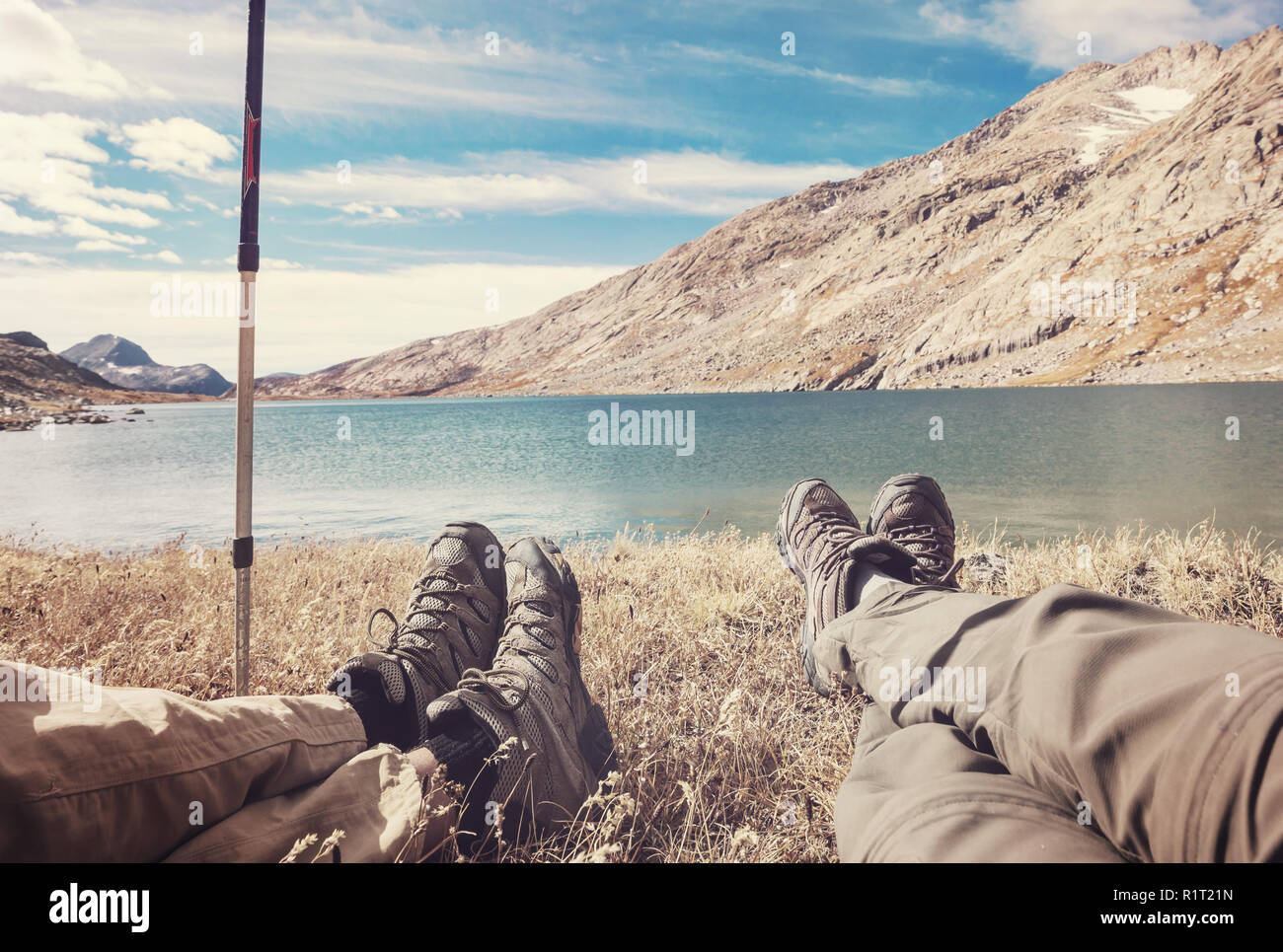 People relax after hike hi-res stock photography and images - Alamy