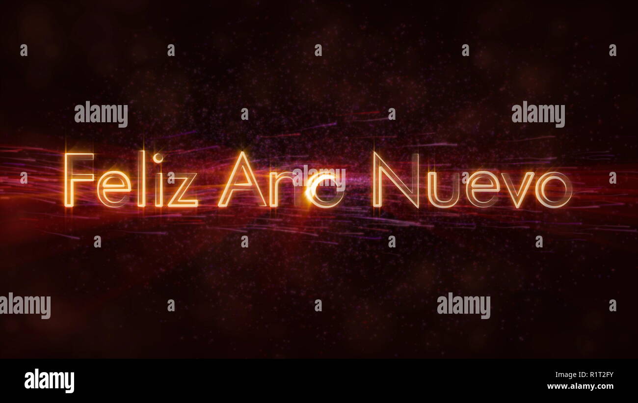 Happy New Year text in Spanish "Feliz Ano Nuevo" loop animation over ...