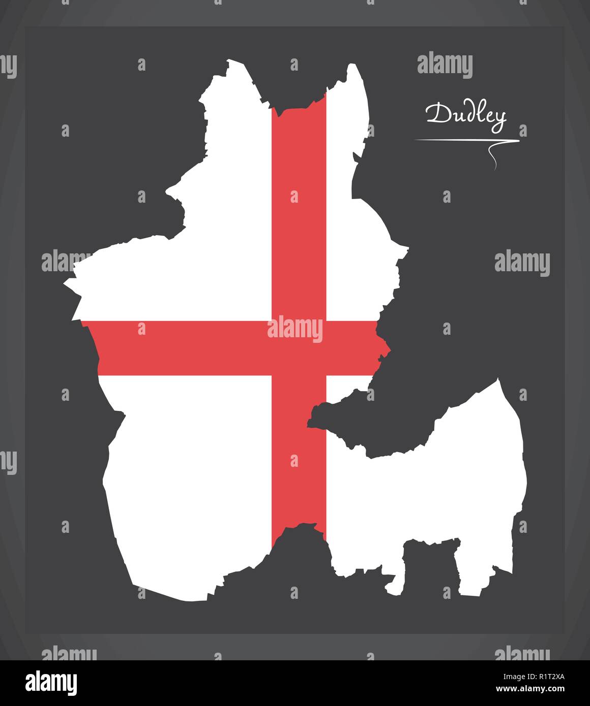 Dudley City map with English national flag illustration Stock Vector ...