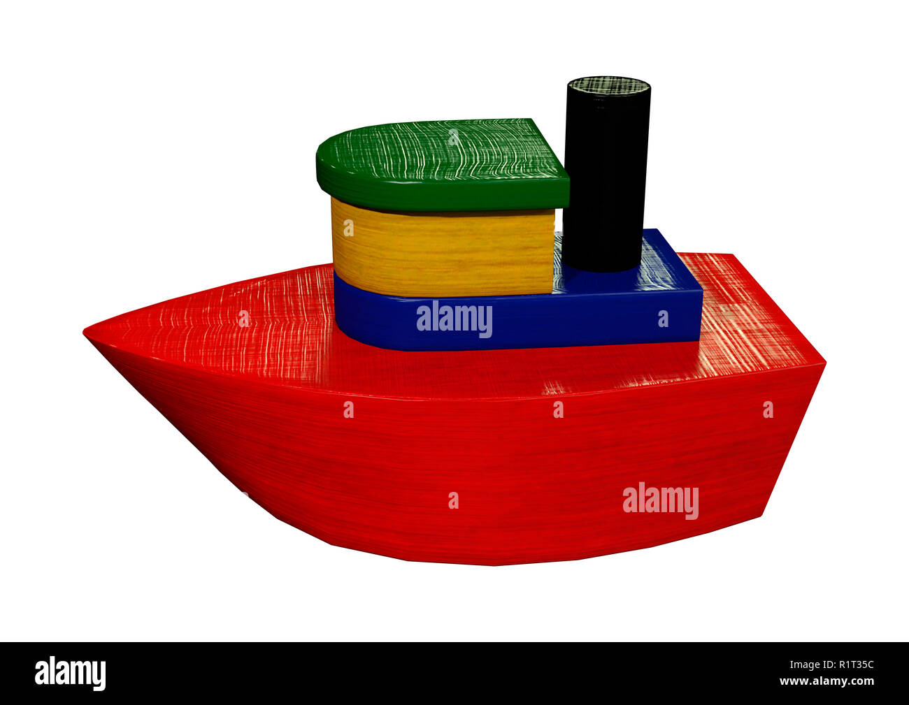 3D rendering of a vintage wooden toy boat isolated on white background ...