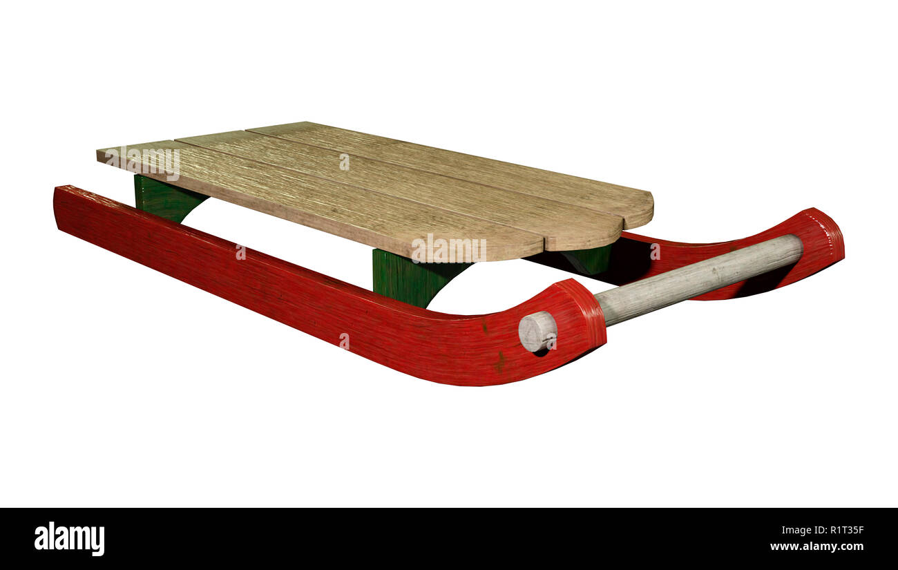 3D rendering of a vintage wooden sled isolated on white background ...