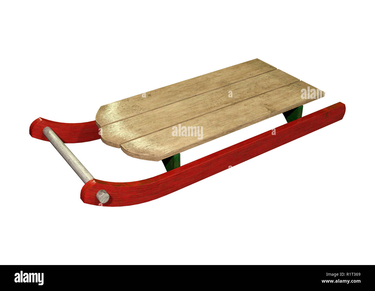 3D rendering of a vintage wooden sled isolated on white background ...