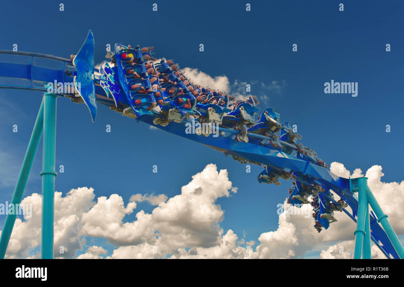 Orlando, Florida. September 09, 2018 Group of people enjoy a fast Manta ...