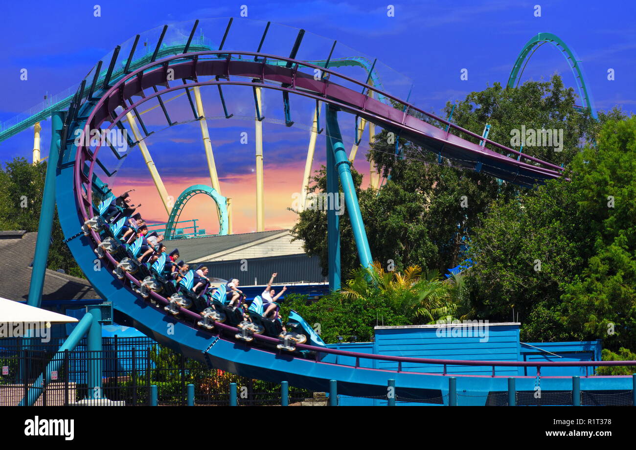 Orlando, Florida. September 09, 2018 Amazing Mako roller coaster at ...