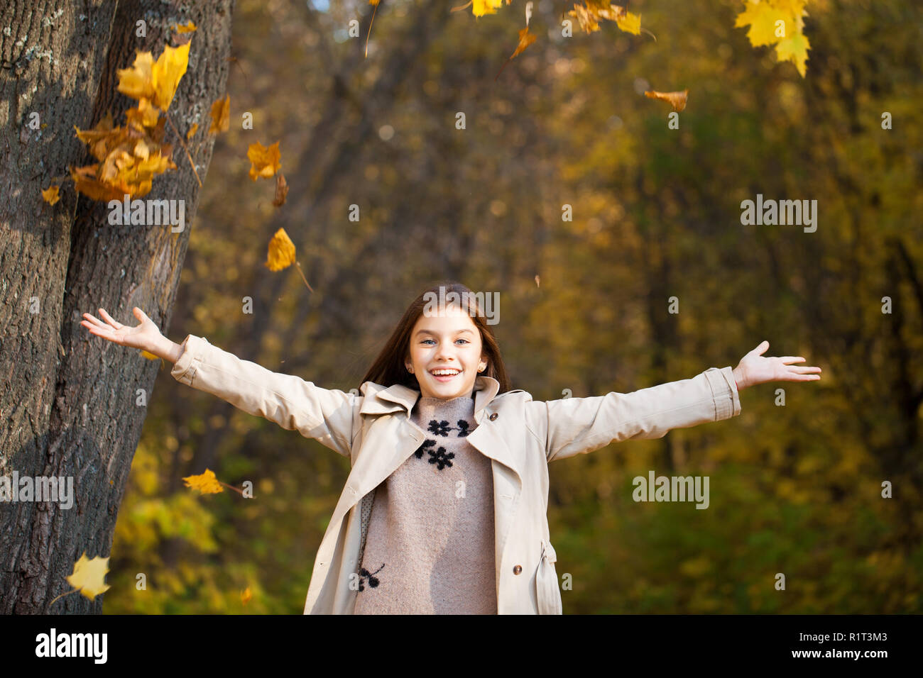 Autumn little girl Stock Photo - Alamy