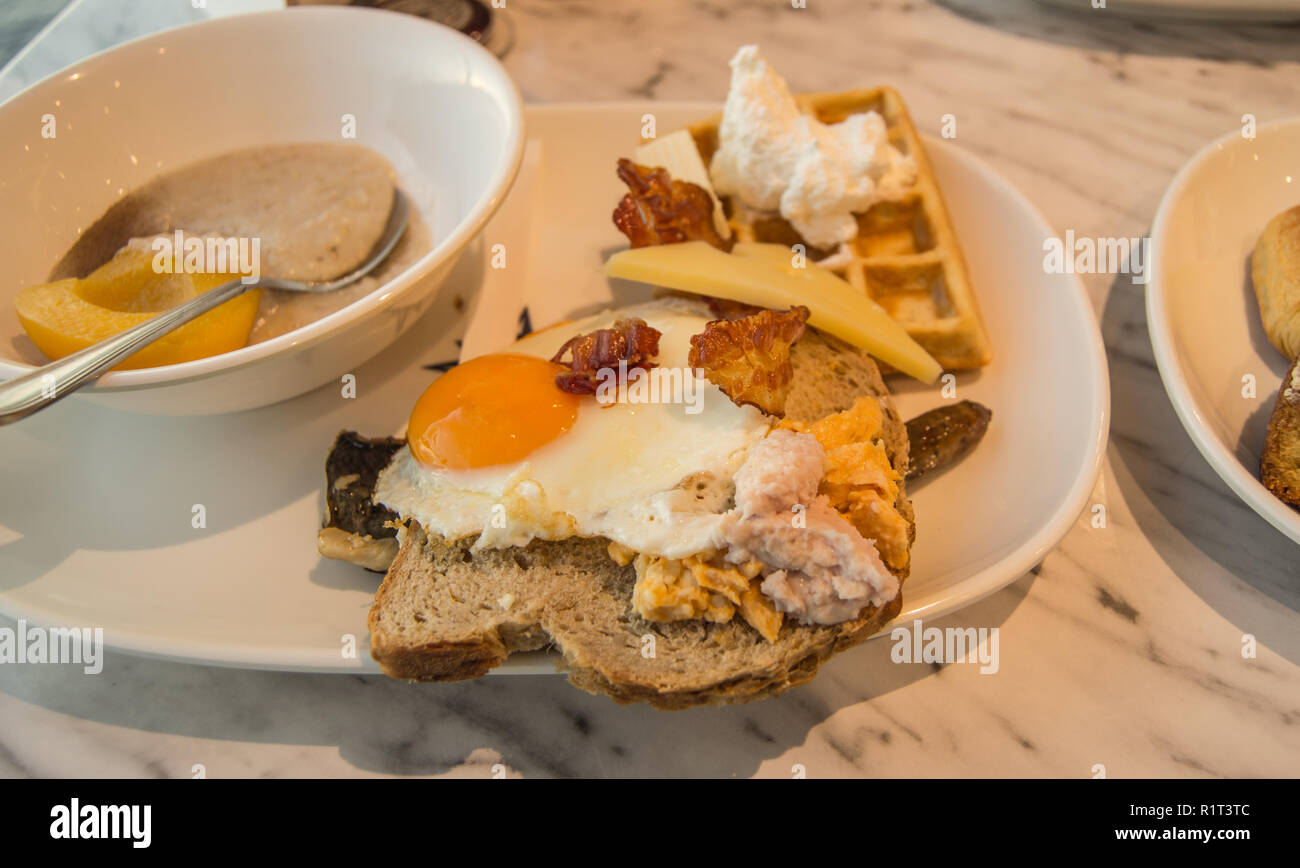 Early Breakfast at the hotel, cruise with crispy bacon, eggs, porridge ...