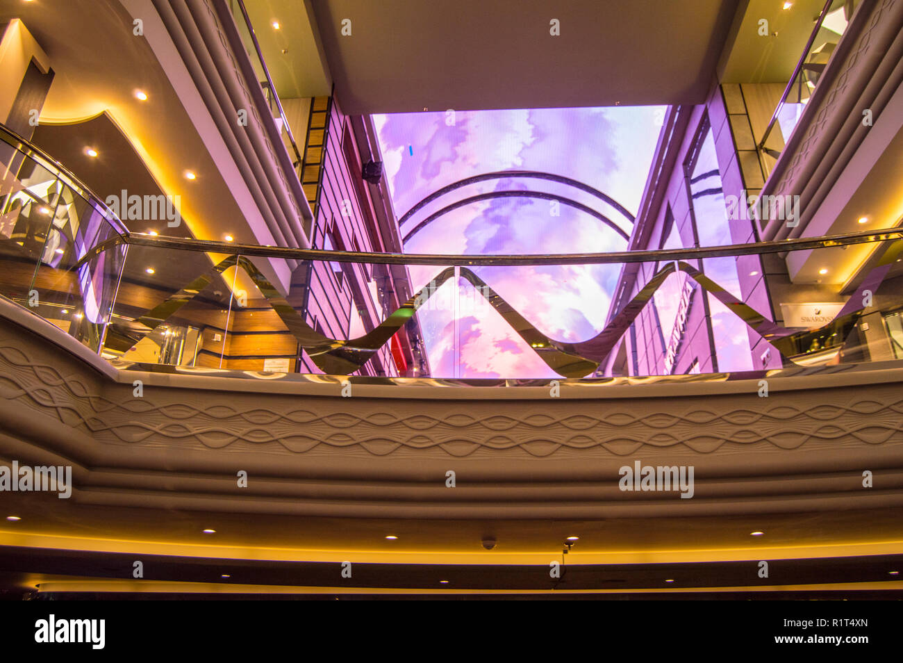 Magnificent promenade with closed roof with sky effect, MSC Meraviglia ...