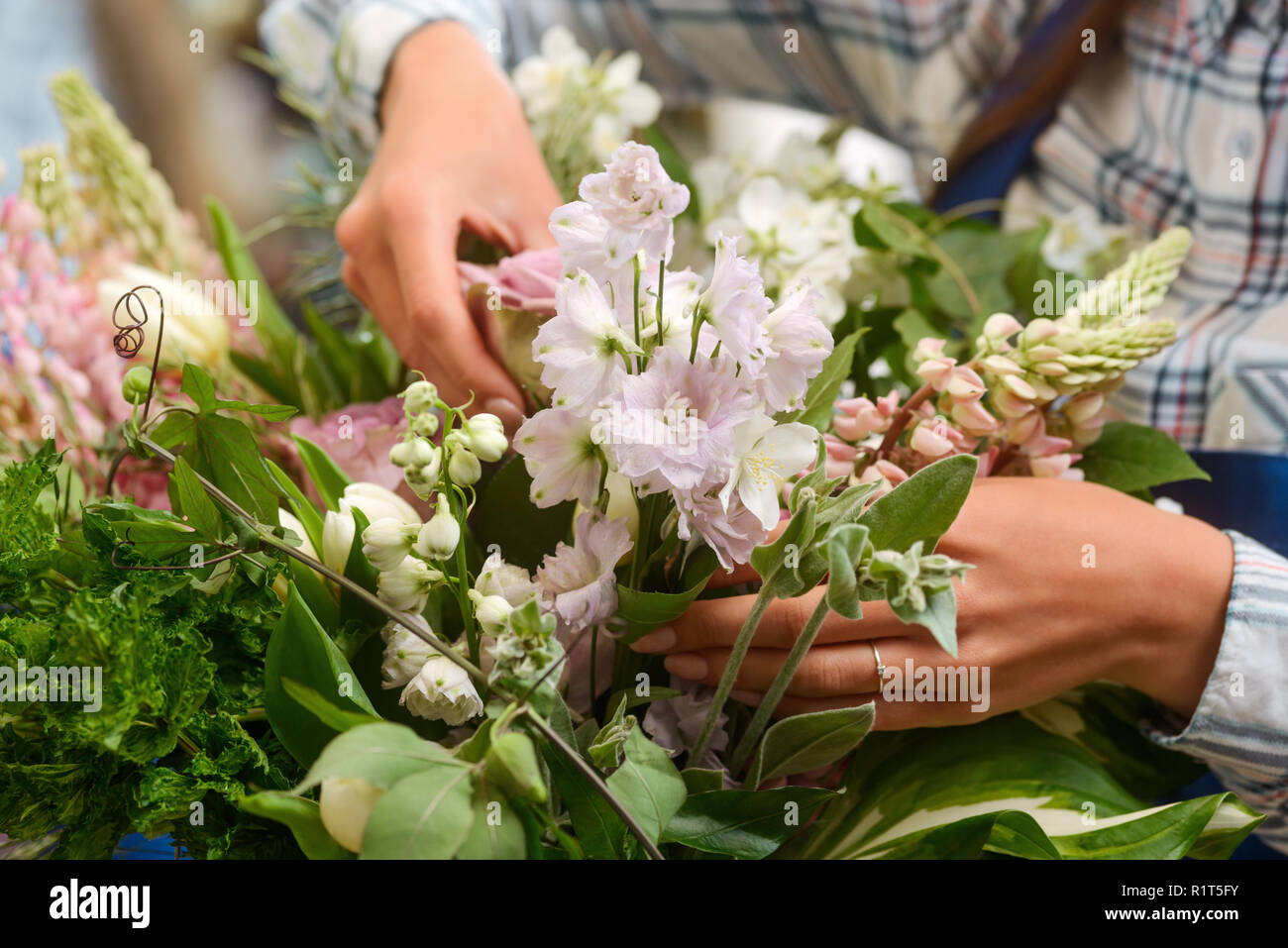 Female florist at work Stock Photo - Alamy