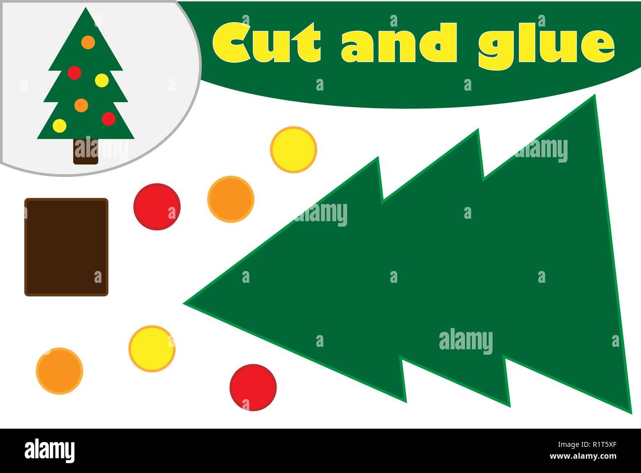 Christmas decoration tree cartoon, education game for the development ...