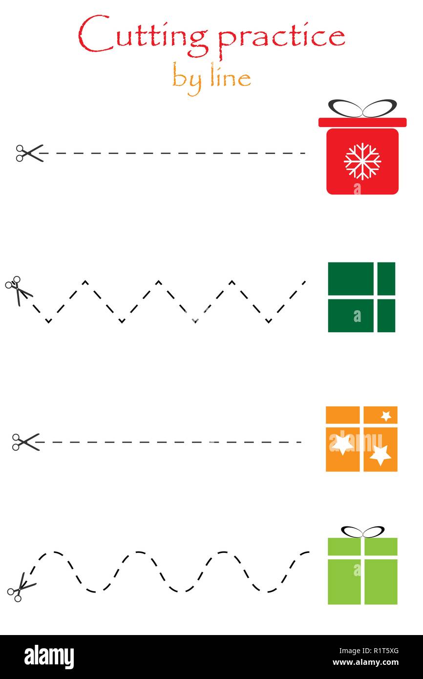 Christmas gift boxes in cartoon style, education cut game for the ...