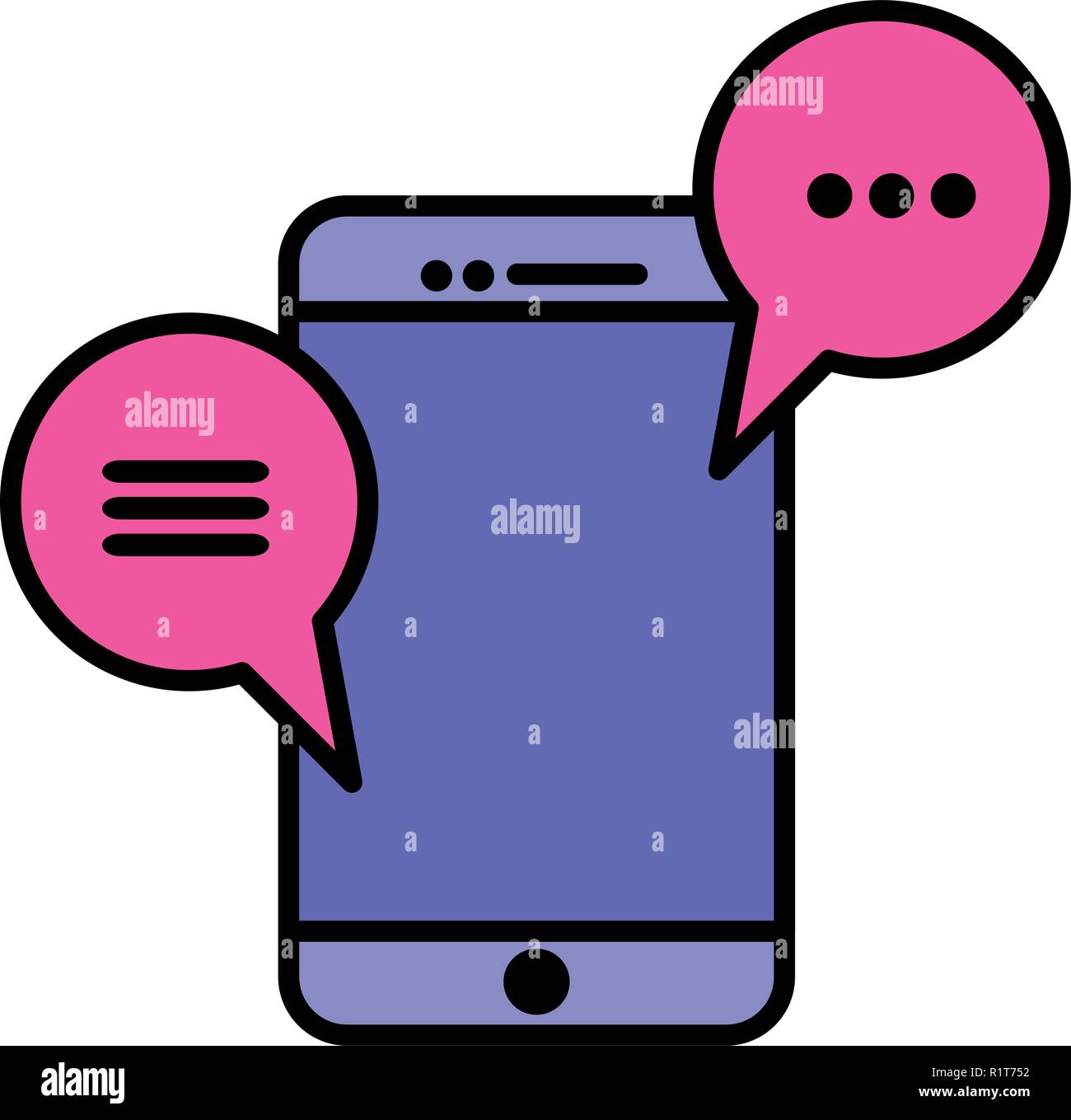 cellphone and speech bubbles over white background, vector illustration ...