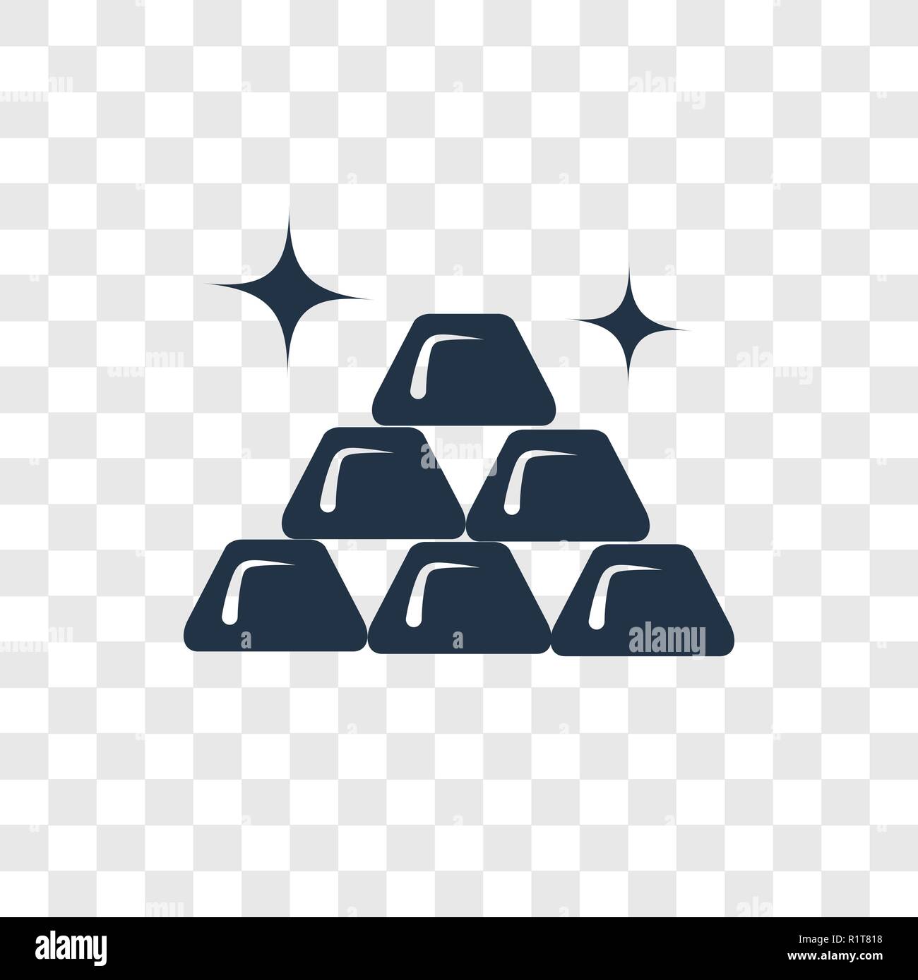 Gold ingot vector icon isolated on transparent background, Gold ingot ...