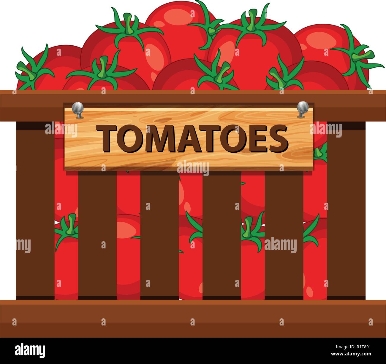 Wooden crate of tomatoes illustration Stock Vector Image & Art - Alamy
