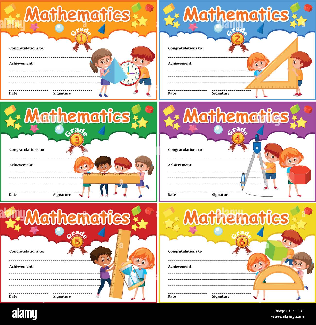 Set of mathematics certificate illustration Stock Vector Image & Art ...