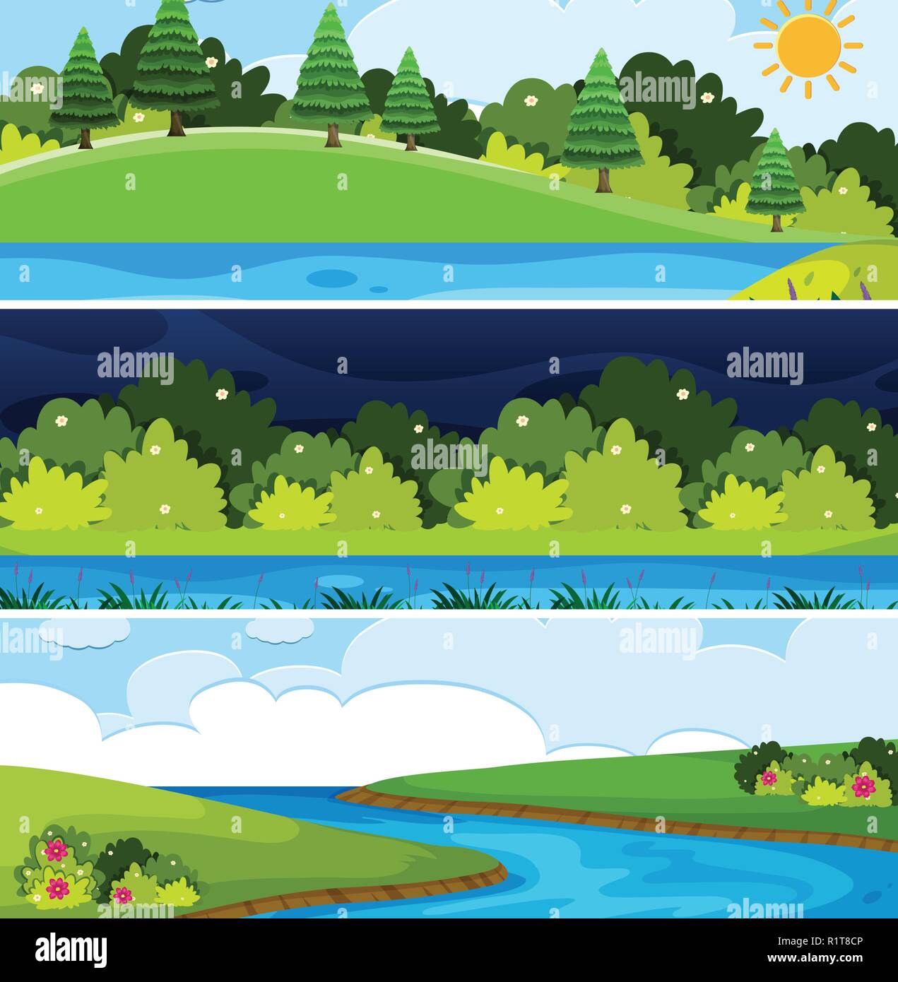 Set of nature landscape illustration Stock Vector Image & Art - Alamy