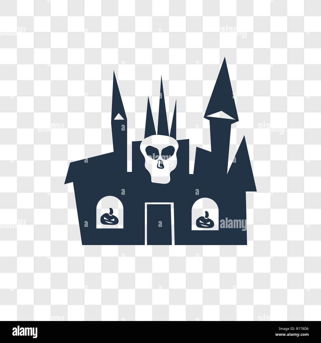 Creepy castle vector icon isolated on transparent background, Creepy ...