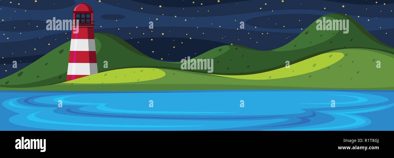 Nature island at night illustration Stock Vector Image & Art - Alamy