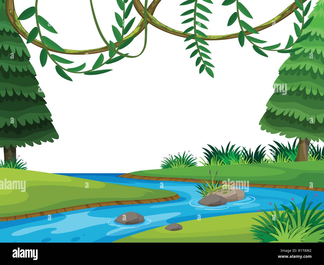 A flat nature landscape illustration Stock Vector Image & Art - Alamy