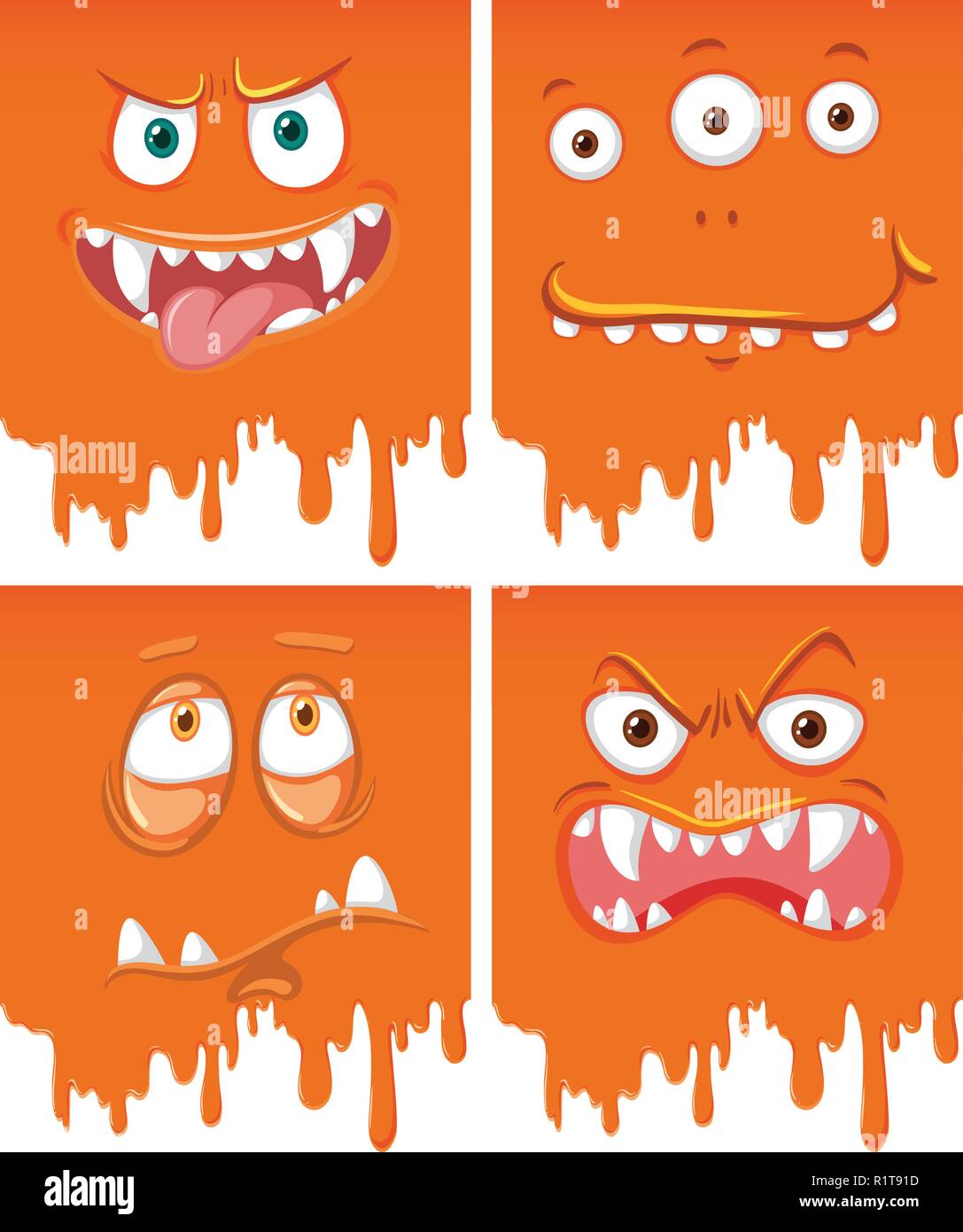 Orange monster face dripping illustration Stock Vector Image & Art - Alamy