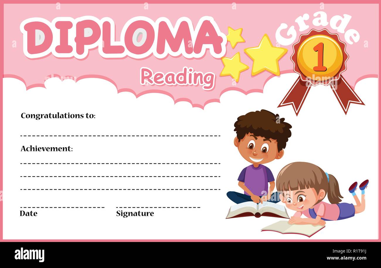 Reading diploma certificate template illustration Stock Vector Image ...